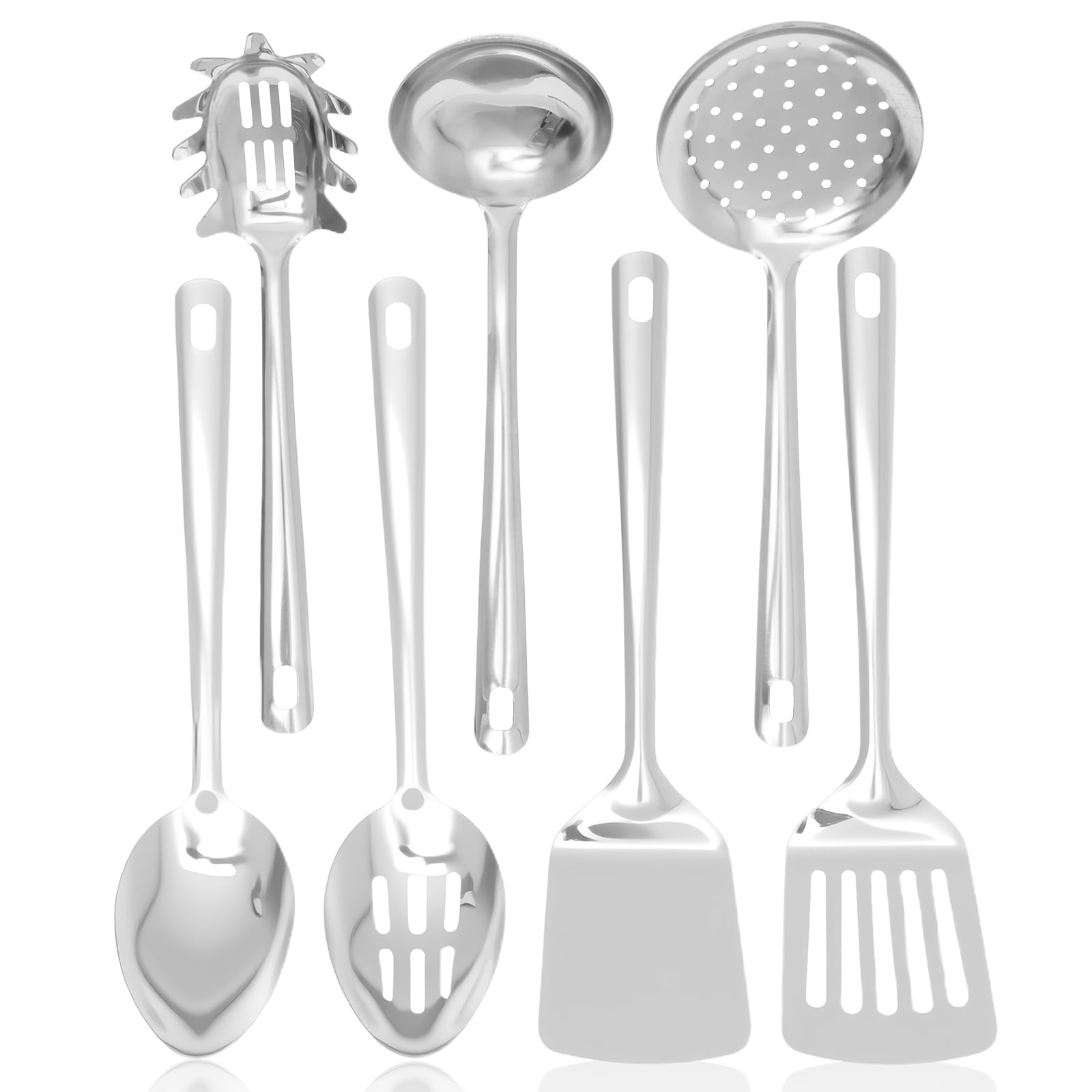 FKSZLL 7Pcs Cooking Utensils Set, Stainless Steel Kitchen Utensils Set ...