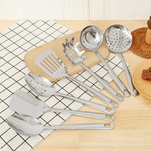 FKSZLL 7Pcs Cooking Utensils Set, Stainless Steel Kitchen Utensils Set ...
