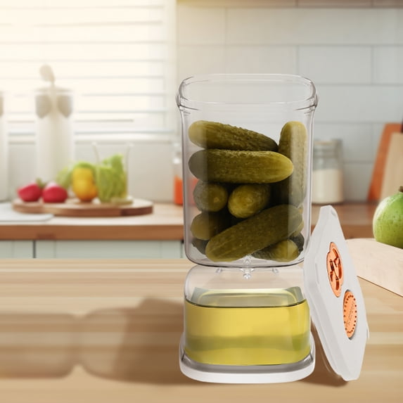 FKSZLL Flip Pickle Jar 33.82 OZ Clear Square Pickle Container with 2 ...