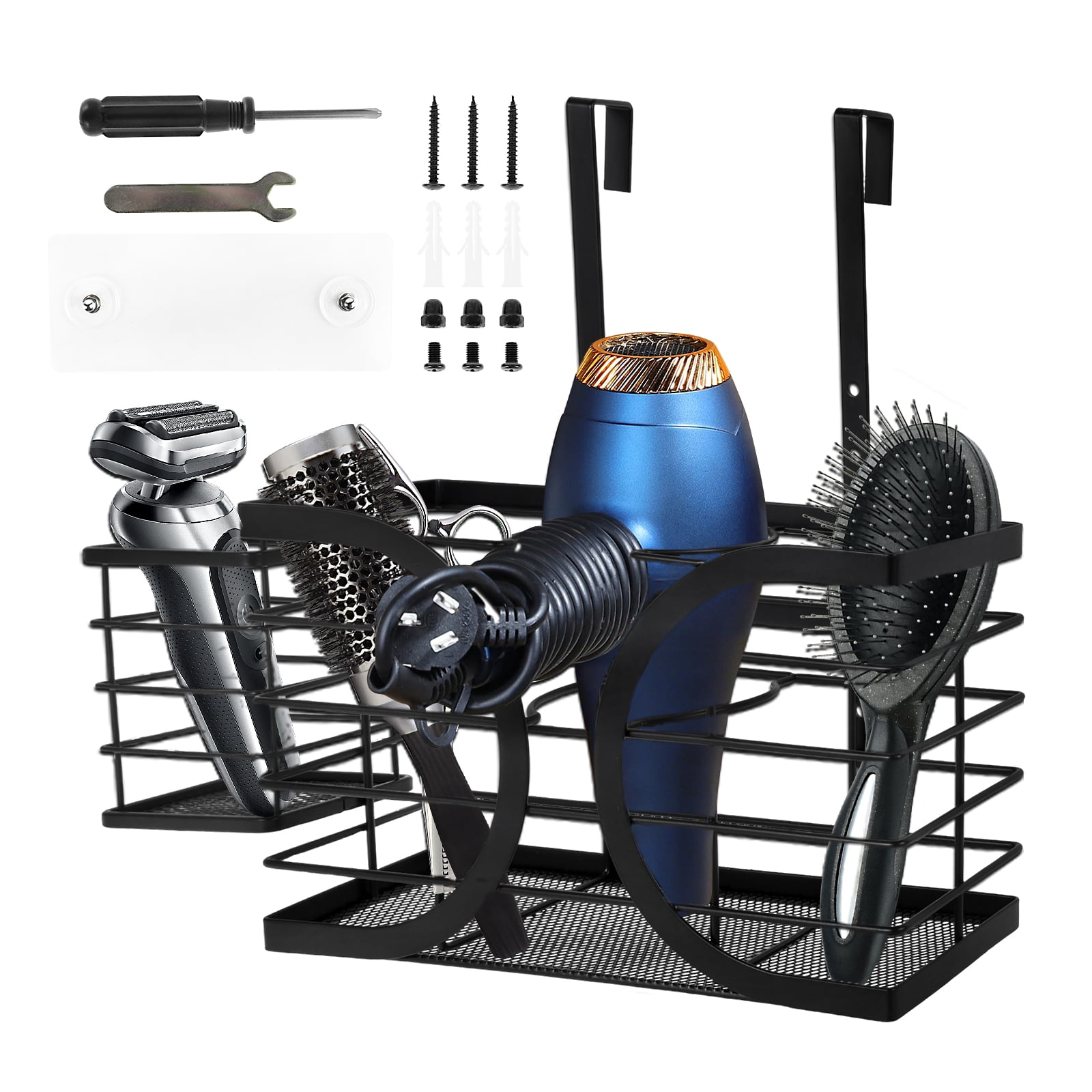 FKSZLL Iron Hair Dryer Holder and Hair Tool Organizer Wall Mounted with ...