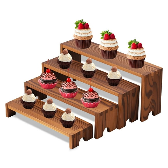 2 Set Wooden Tiered Risers Display Stands for Vendor Events,Stackable ...
