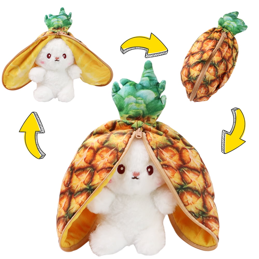 FKTOY Cute Pineapple Rabbit Plush Pillow Toys with Zipper, Cartoon ...