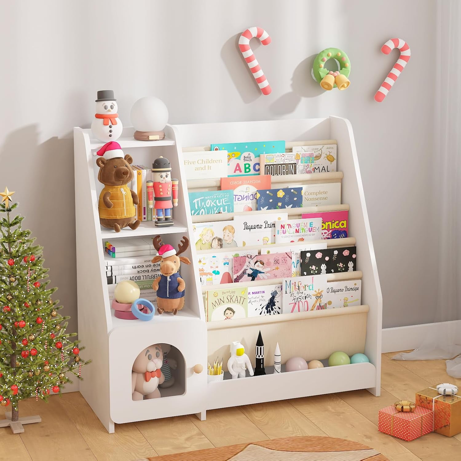 FKWin Kids Bookshelf, Kids Toy Storage Organizer, Baby Storage Book ...