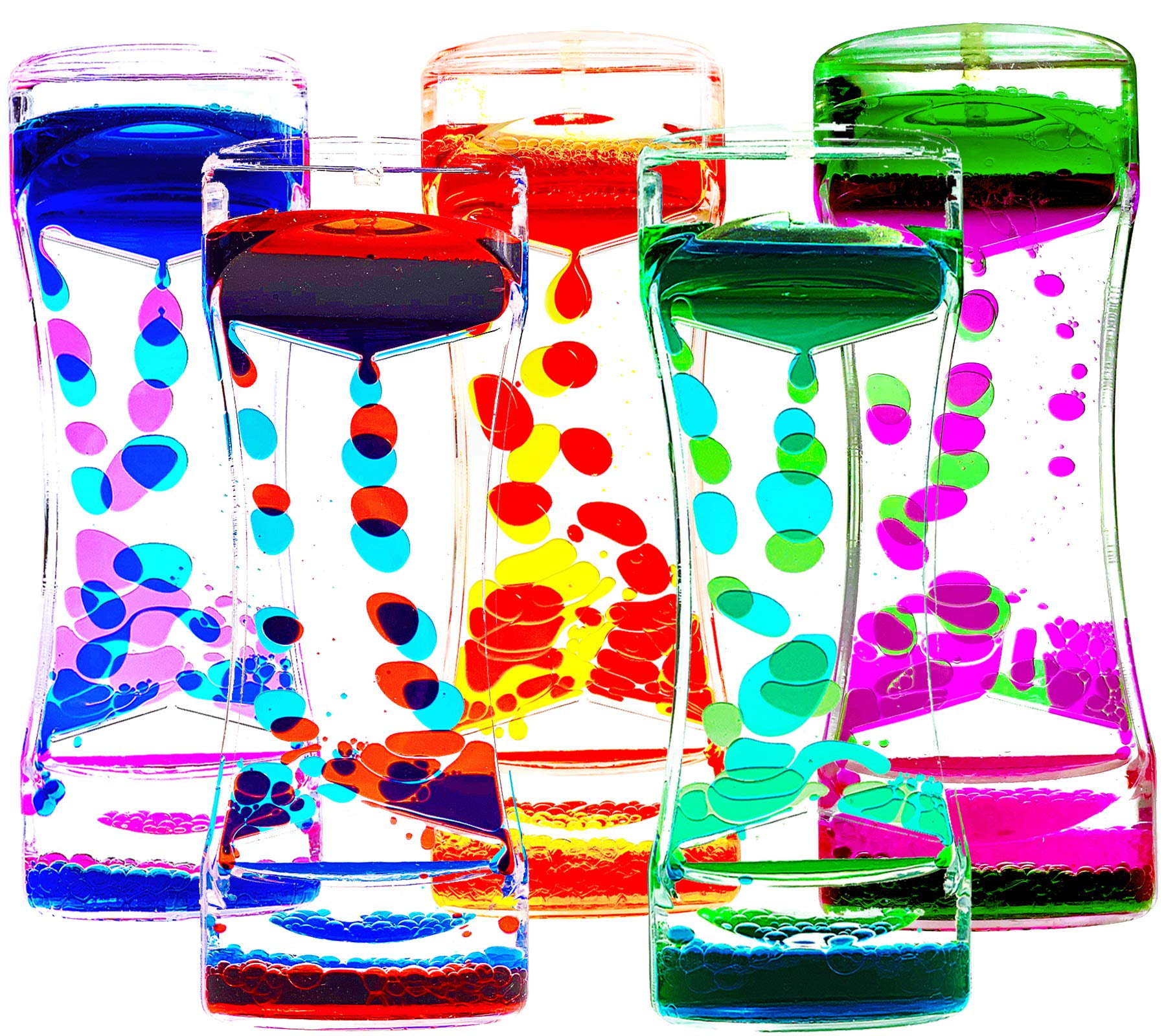 FKYTION Liquid Motion Bubbler Timer Pack of 5 Colorful Hourglass Liquid ...