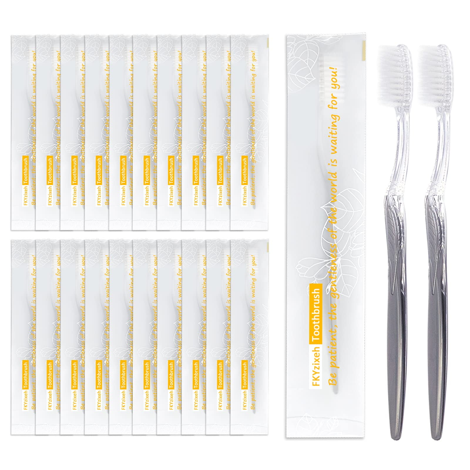 FKYzixeh 100 Pack Disposable NG01 Toothbrushes Bulk, Grey Toothbrush ...