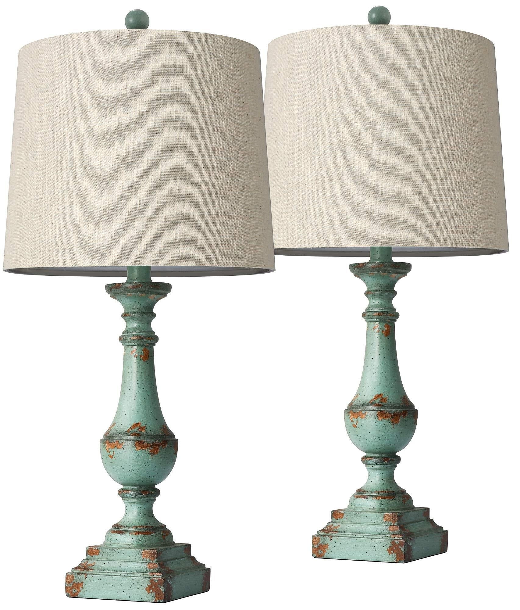 FL 24.5" Mid Century Single Table Lamp for Living Room Farmhouse Linen ...