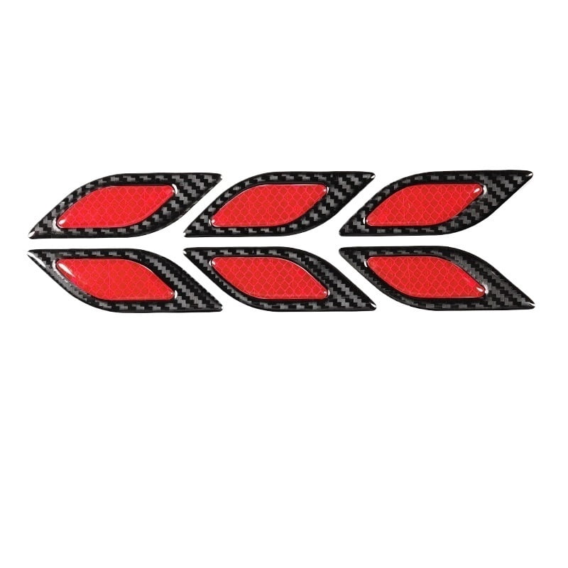 FL 6Pcs/Set Car Reflective Carbon Fiber Bumper Strips Safety Warning ...