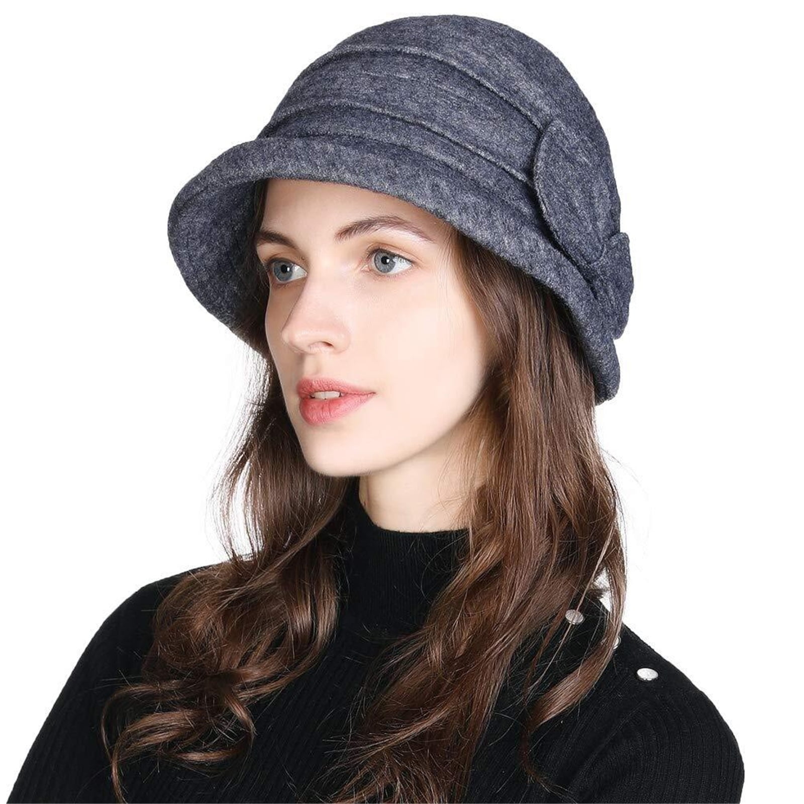 FL Bucket Hat for Women Wool Elegant Dress 1920s Vintage Fedora Bowler ...