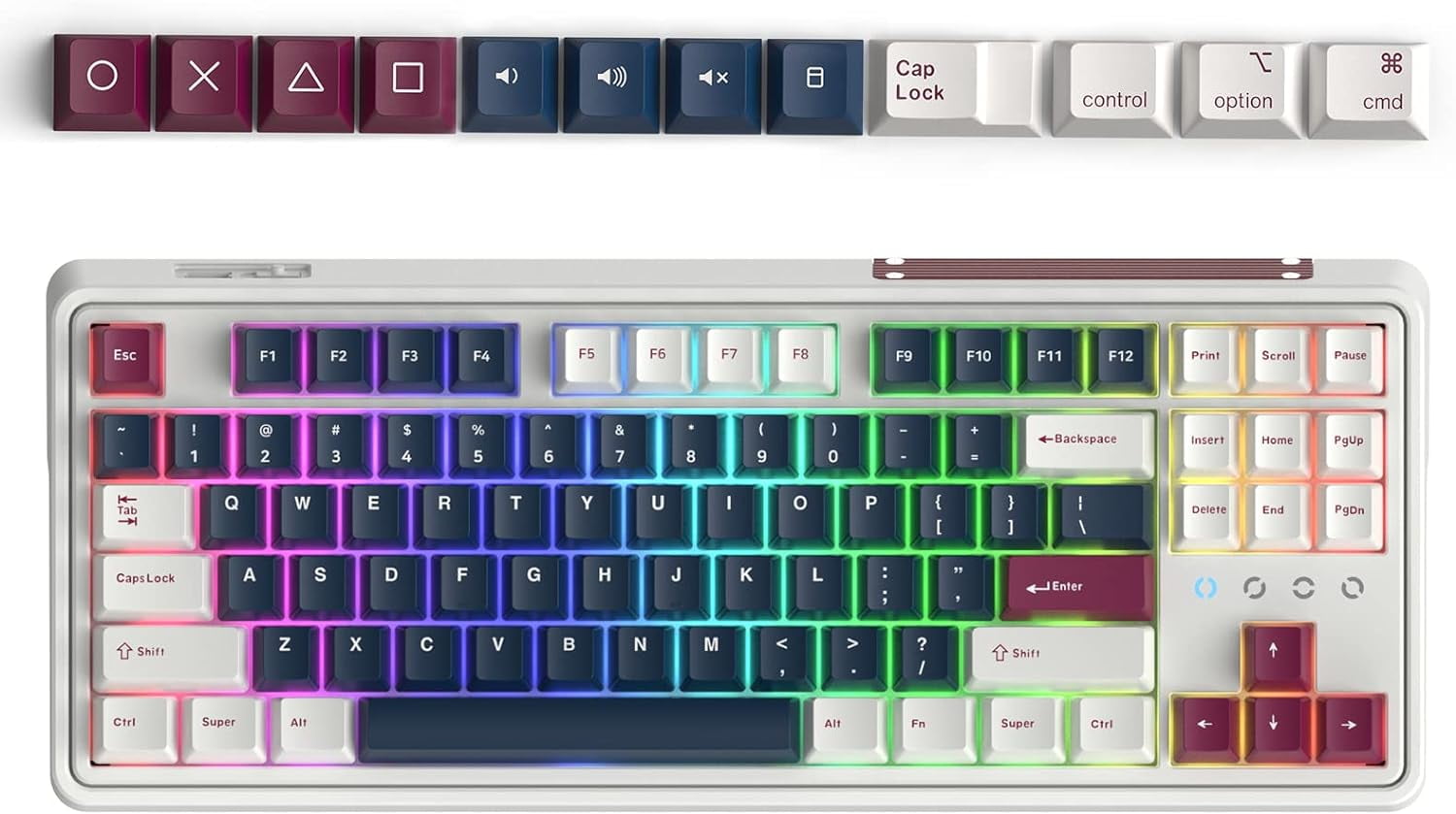 FL CMK87 80% TKL Wireless Mechanical Keyboard, Clear Tactile Kailh Box ...