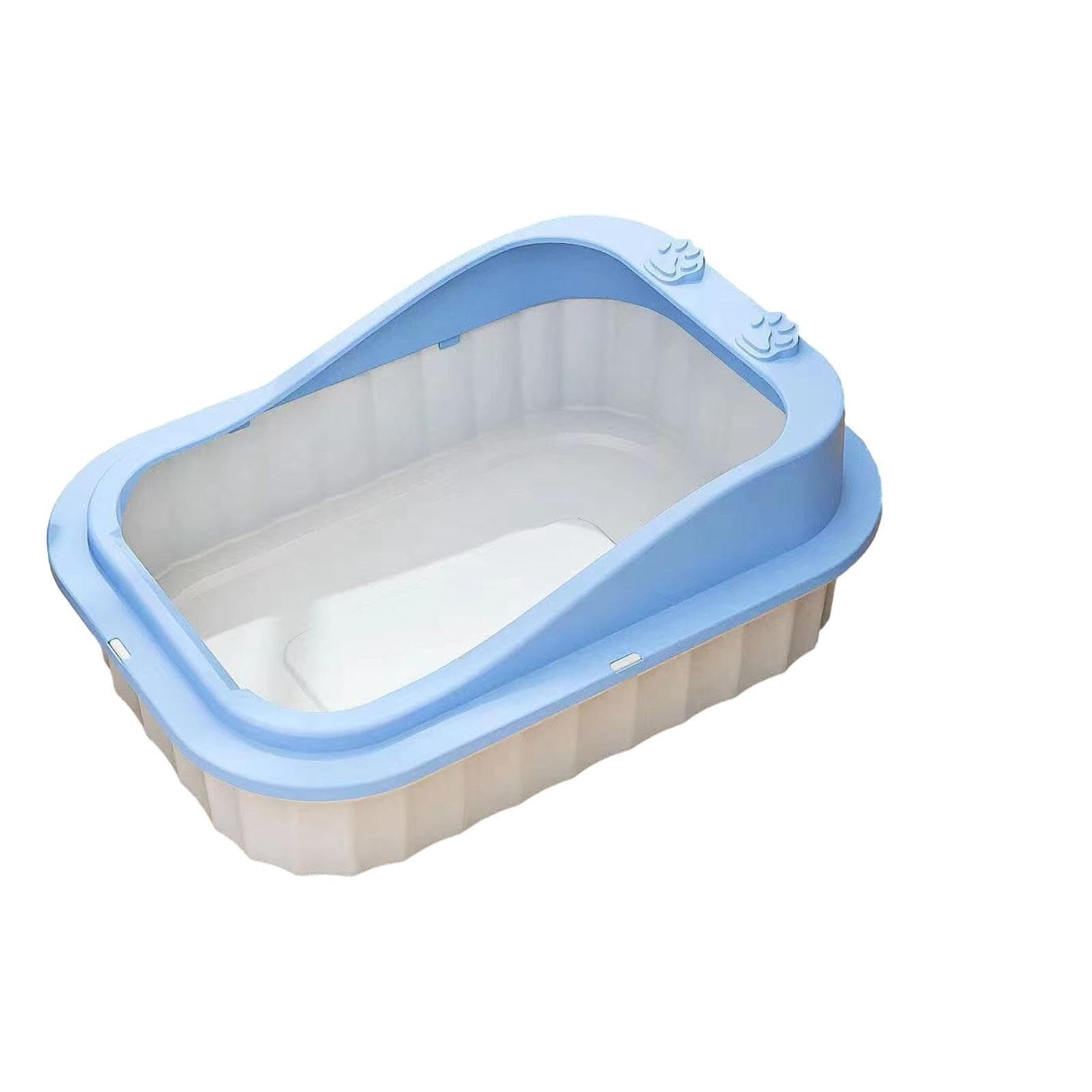 FL Cat Litter Box Kitty Litter Pan Semi Closed High Sided Cat Sandbox ...