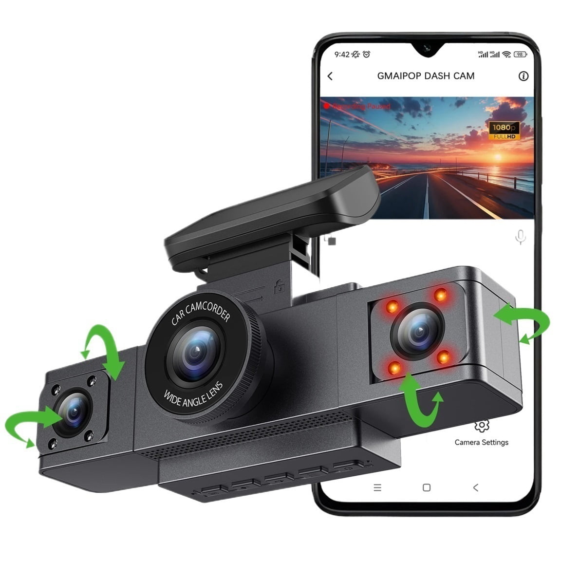 FL Dash Cam for Cars 3 Channel WIFI Car DVR Camera 1080P for Car Front ...