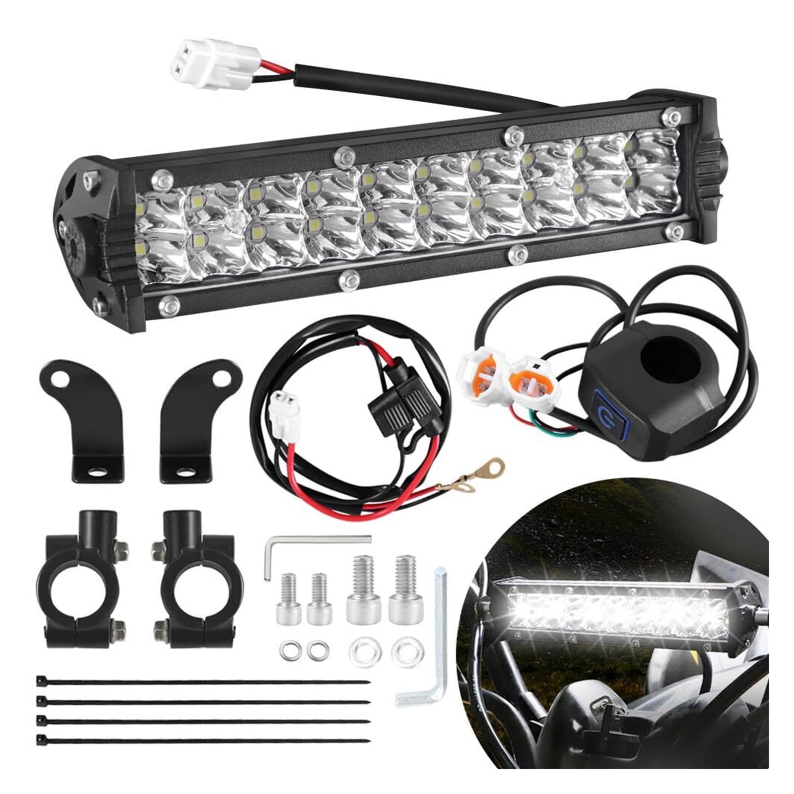 FL Dirt Bike Light Bar LED 60W 2500LM Motorcycle Headlight Kit Switch ...