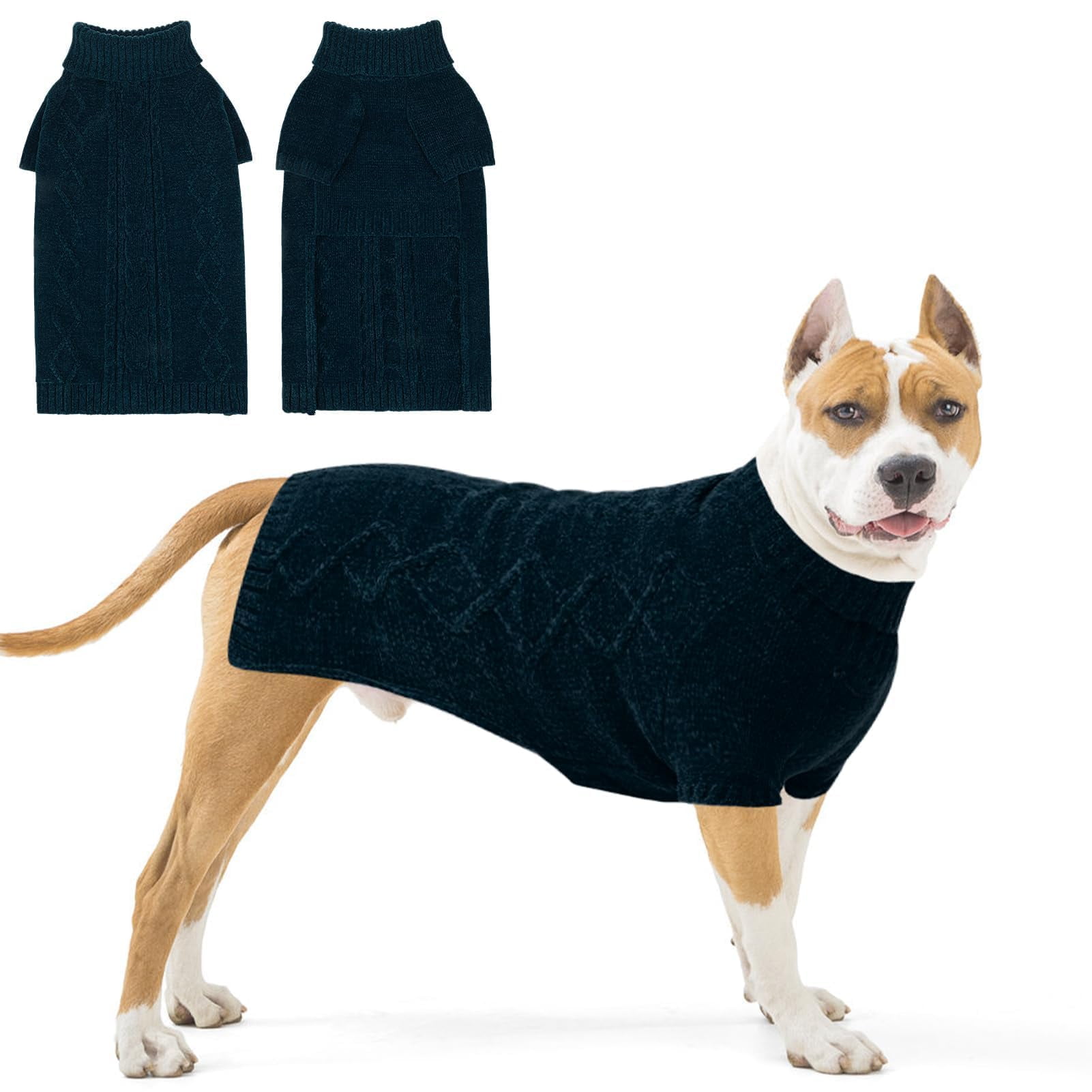 FL Dog Sweater,Warm Turtleneck Dog Sweaters for Large Dogs Boy Girl ...