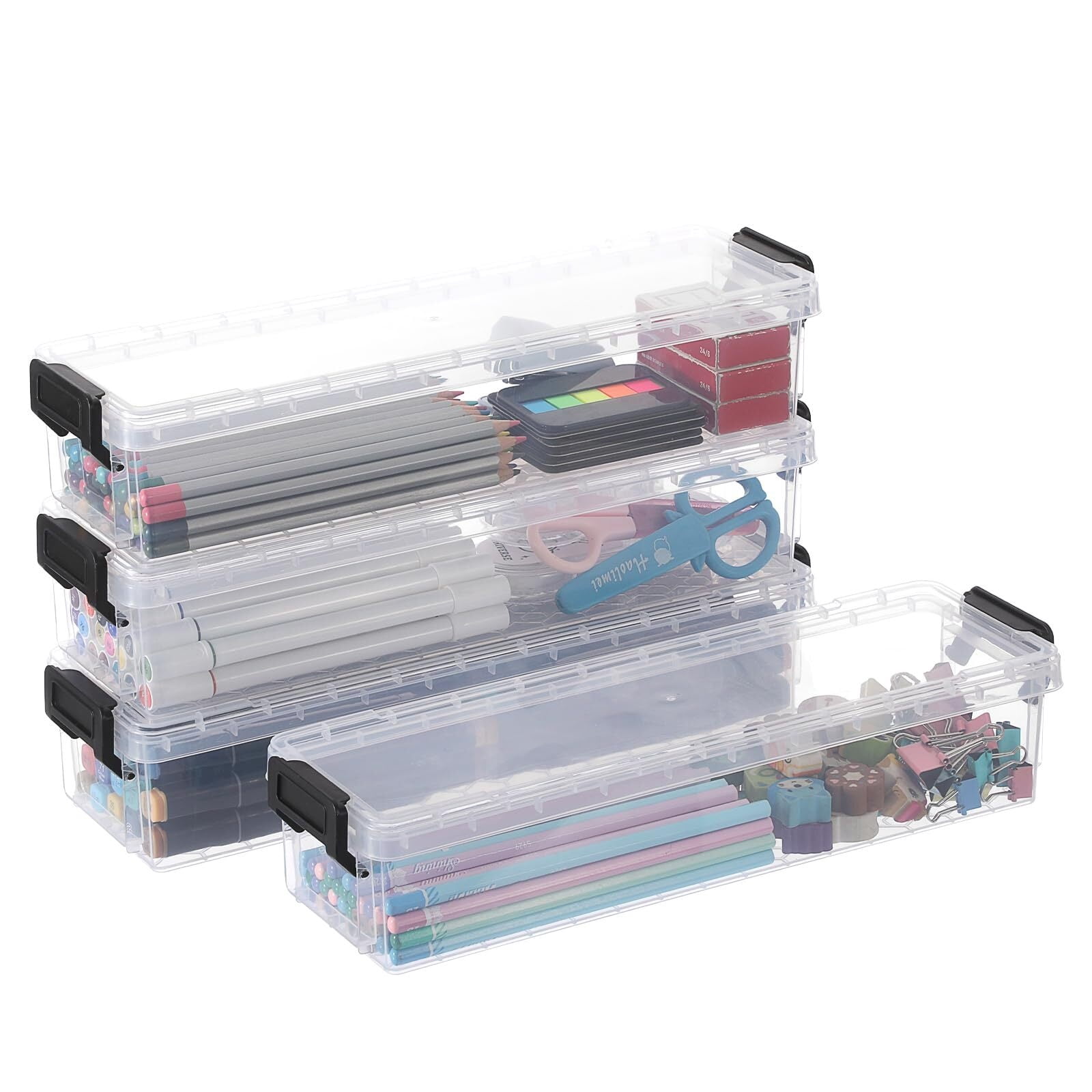 FL Extra Long Plastic Pencil Box- Stackable Stationery Supplies ...