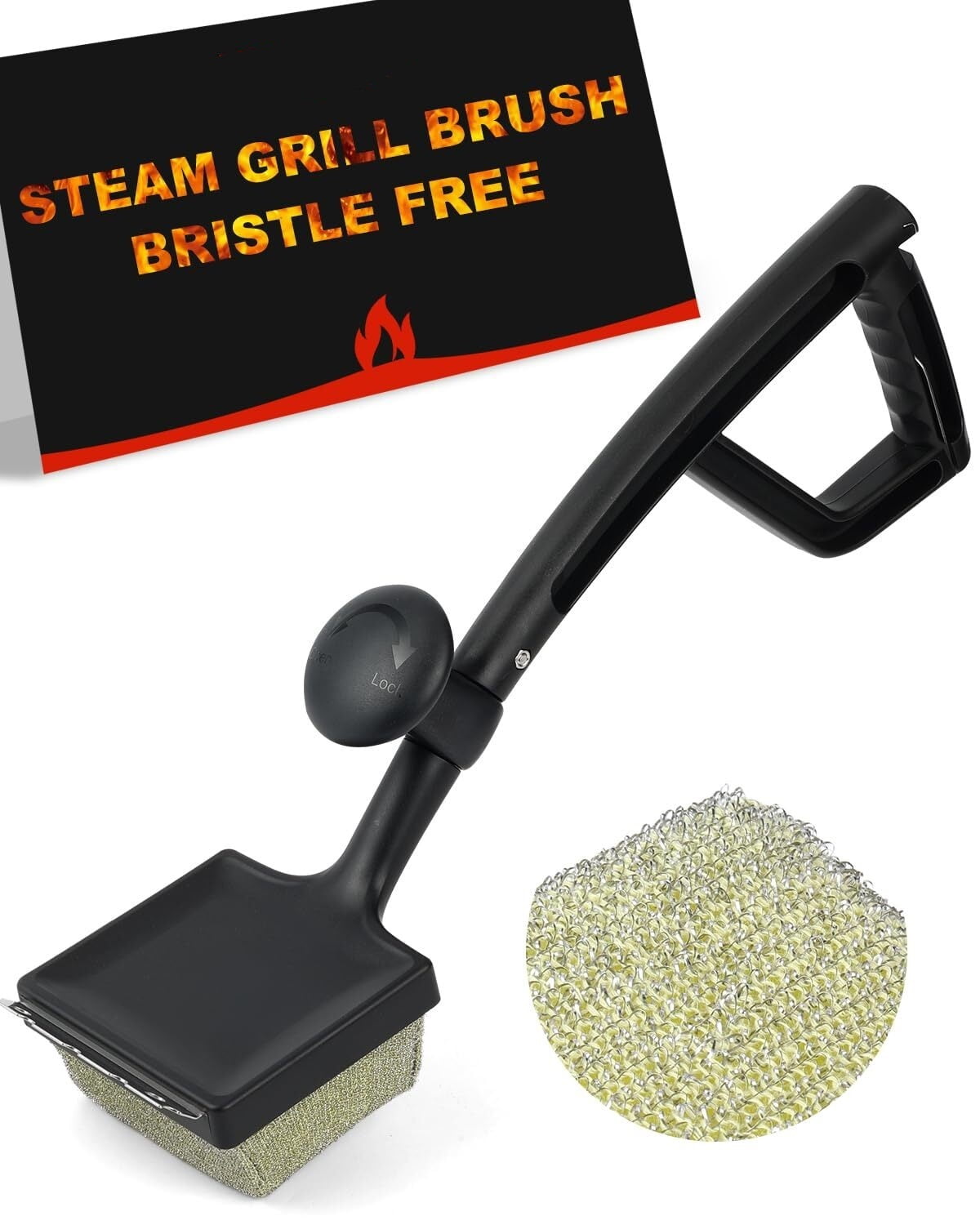 FL Grill Brush Bristle Free, Steam Grill Cleaner with Scraper for ...