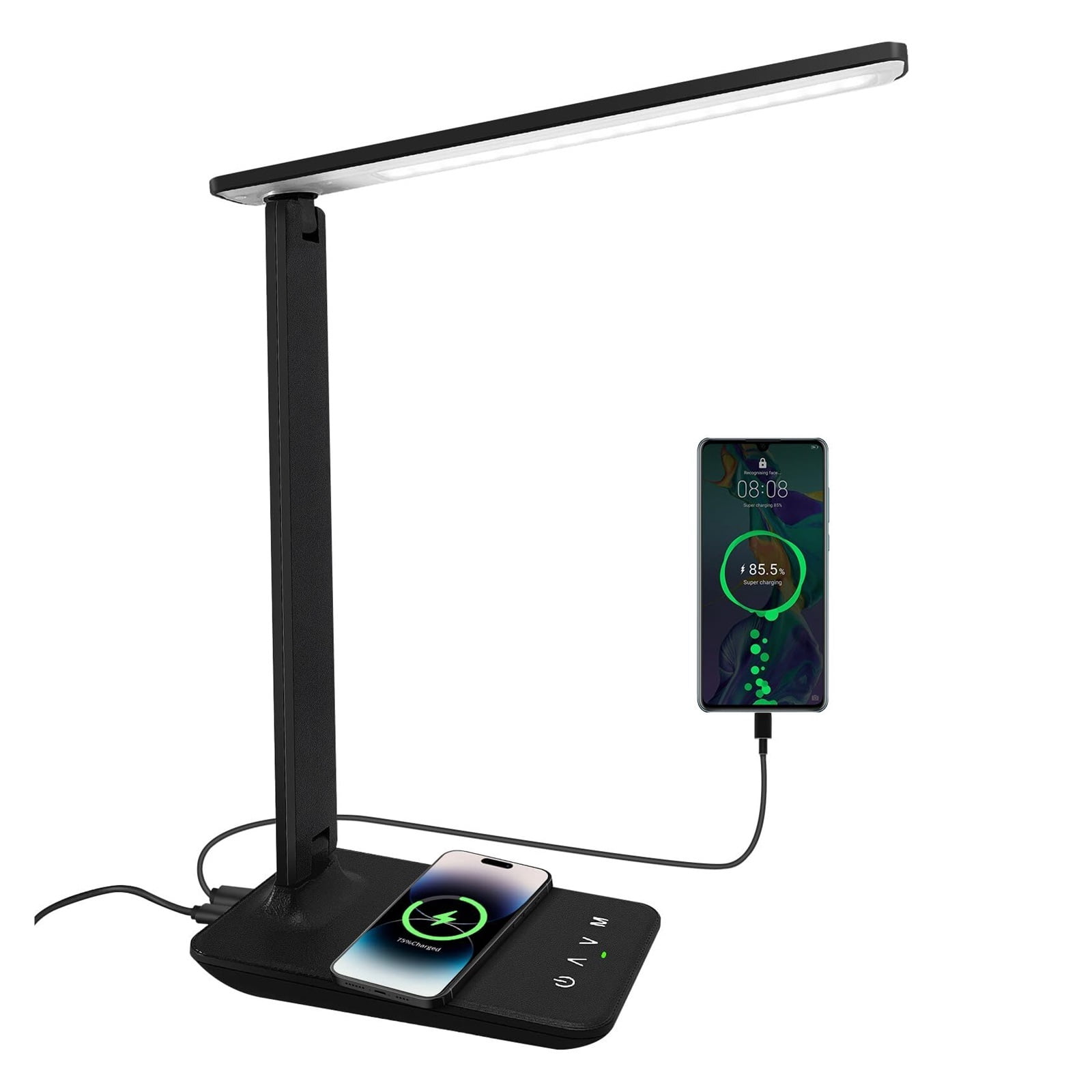 FL LED Desk Lamp Dimmable Table Lamp Reading Lamp with USB Charging ...