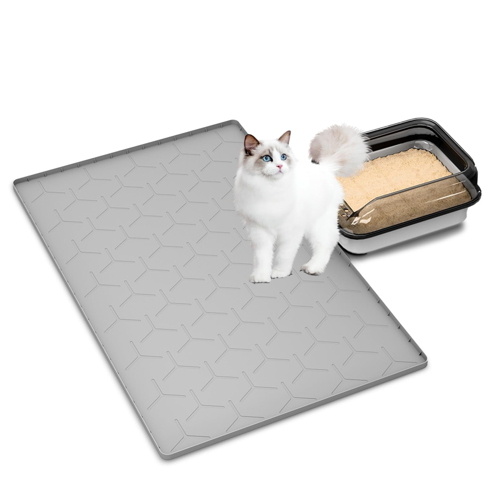 FL Large Silicone Cat Litter Mat: Easy to Clean Kitty Scratch Pad Soft ...