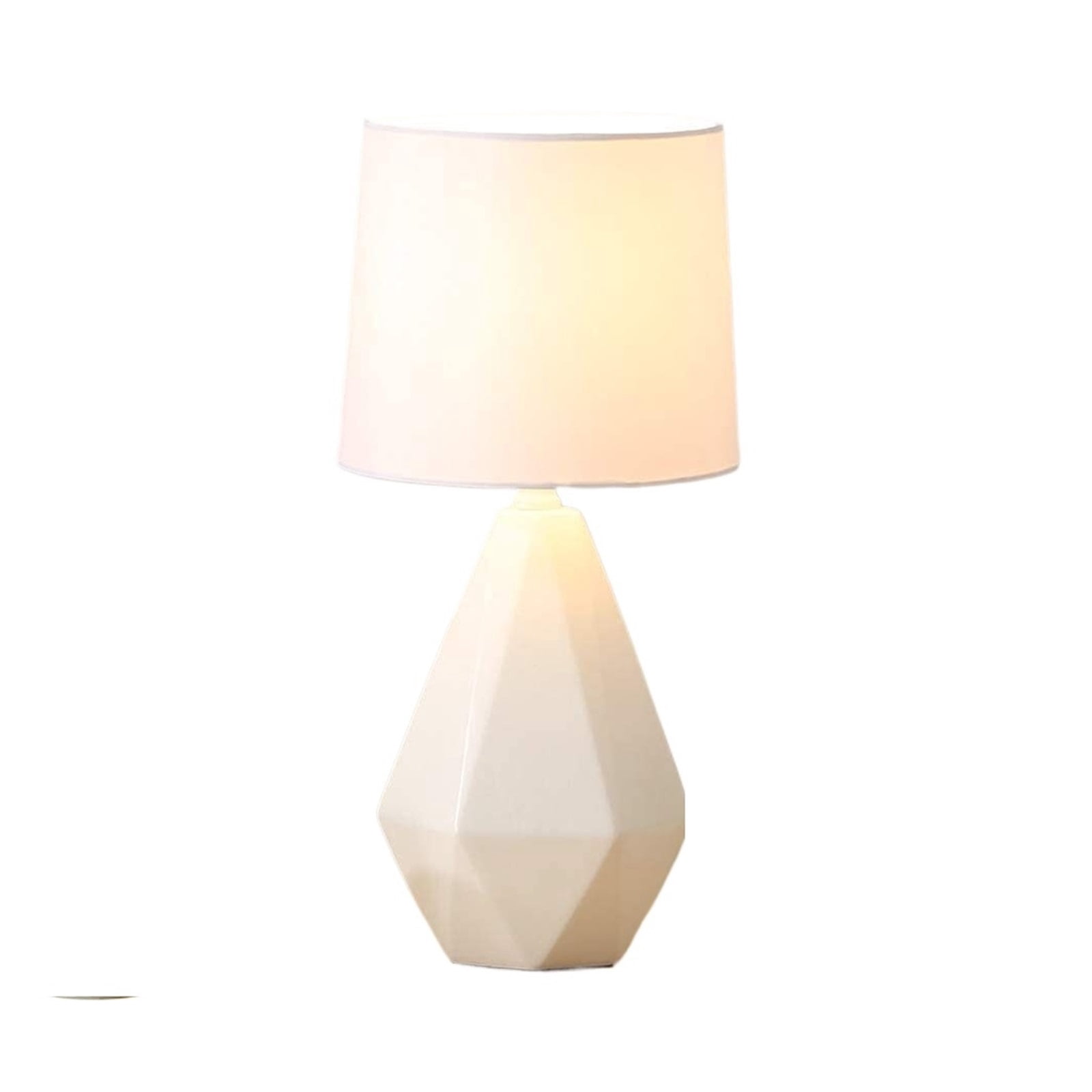 FL Modern Small Ceramic Table Lamp, White Irregular Geometric Bedside ...