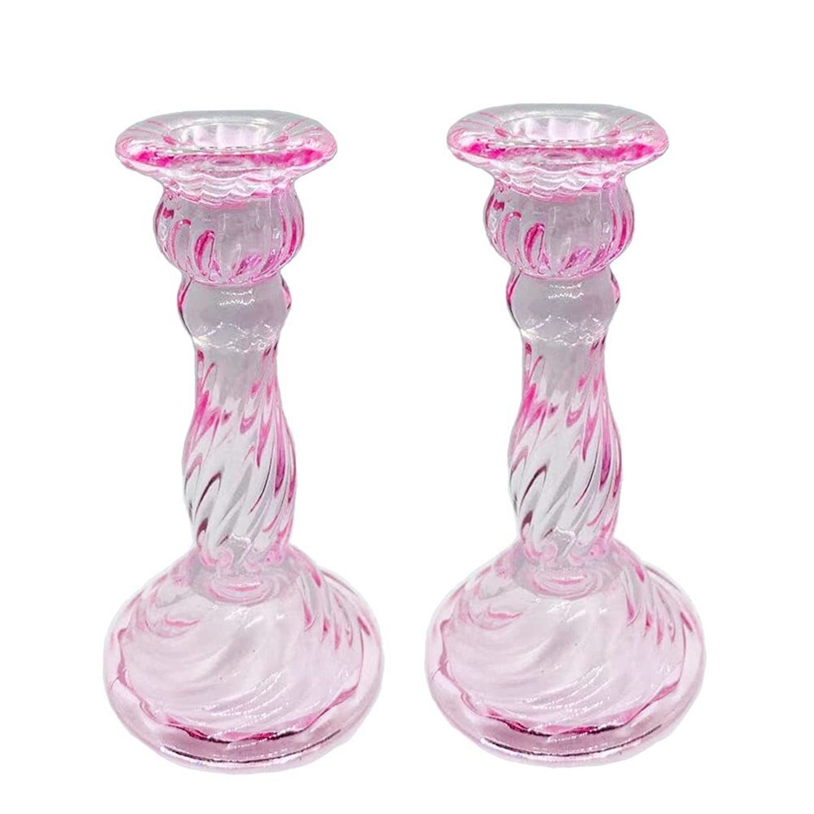 FL Pack 2, Clear Glass Taper Candle Holders, Clear Crystal Glass ...