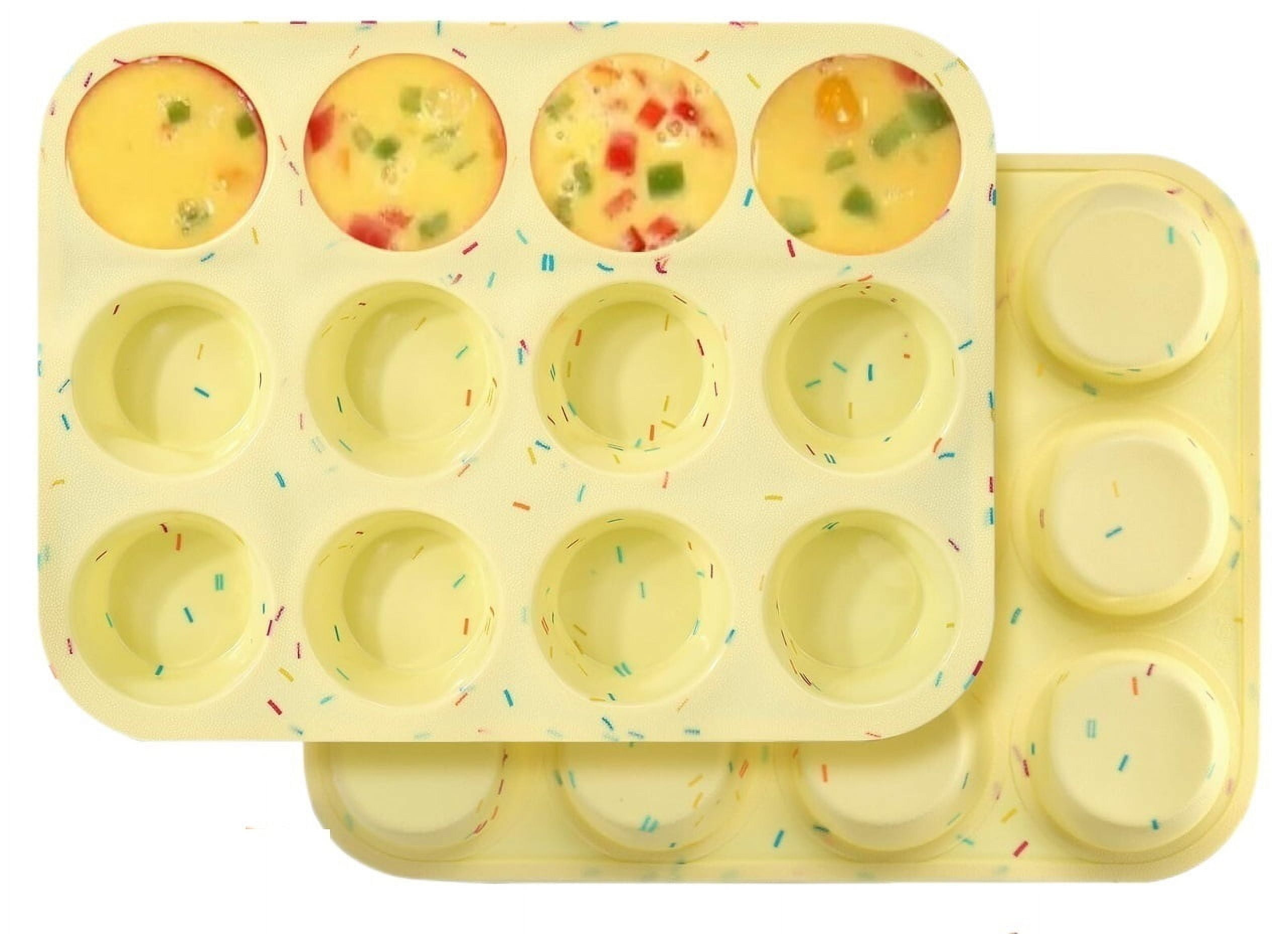 FL Silicone Egg Bite Moulds, 2 Pack 12 Cavity Baking Silicone Muffin ...