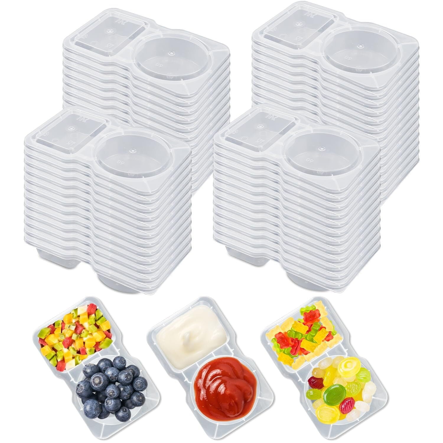 FL Snack Containers, Snack Pack Containers with Lid, Double Compartment ...