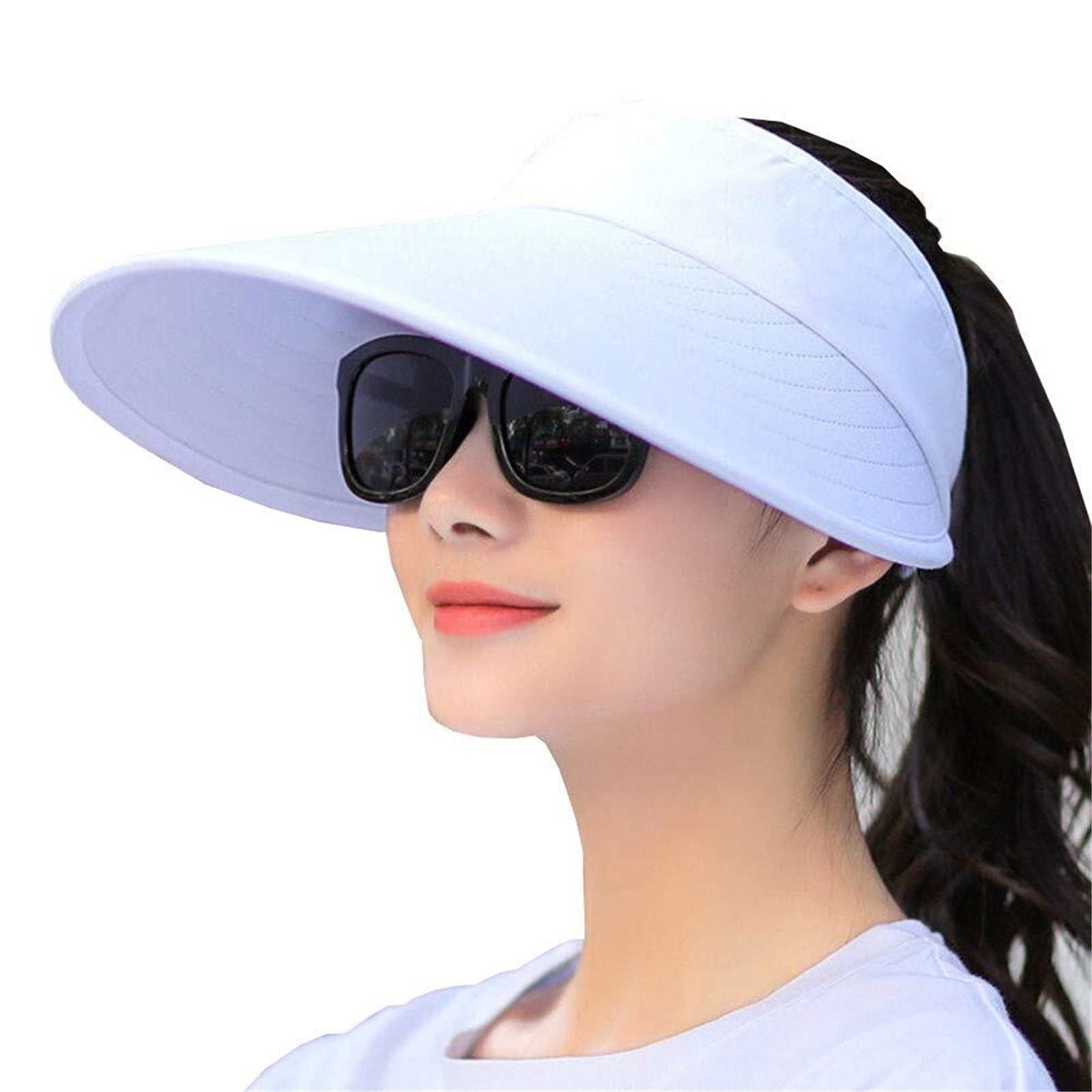 FL Sun Visor Hats Women Large Brim Summer UV Protection Beach Cap - Walmart.com