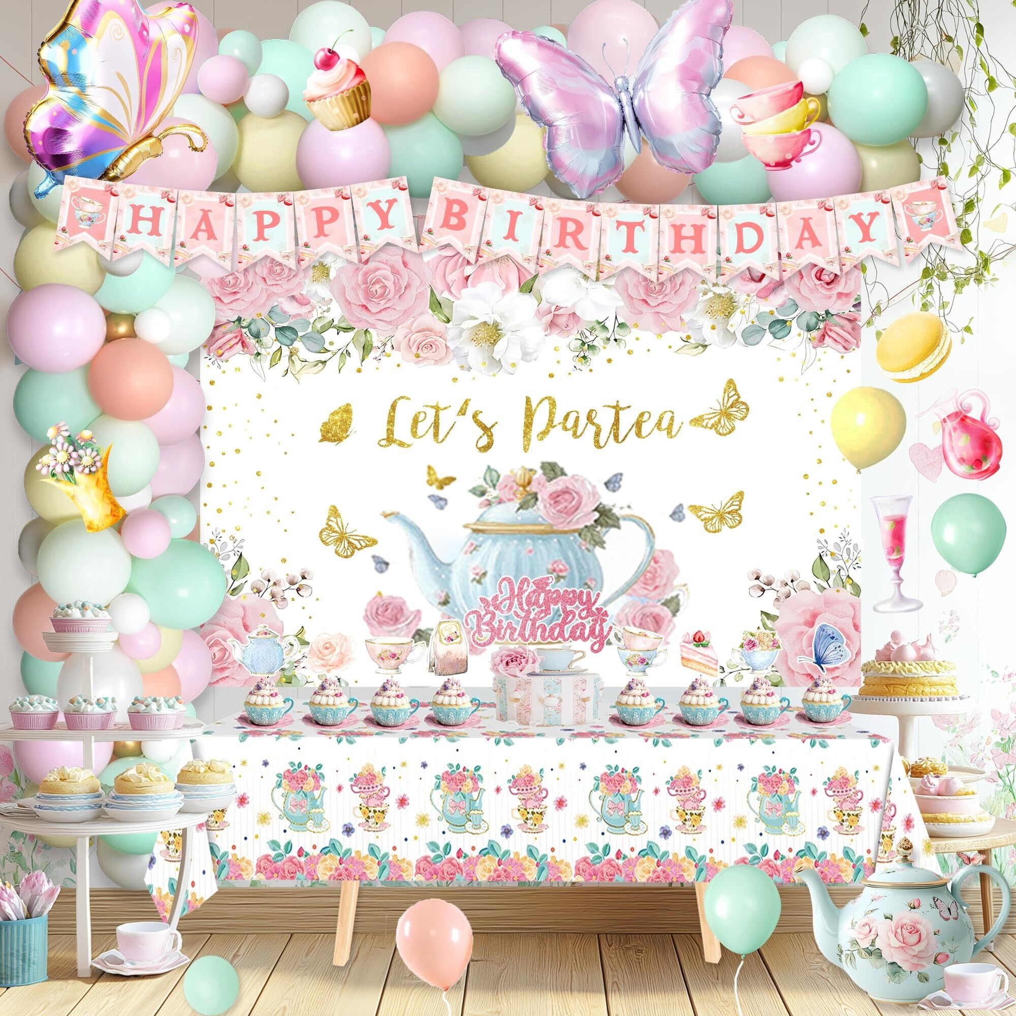 FL Tea Party Decorations Kit, Birthday Party Decorations, Floral Par ...