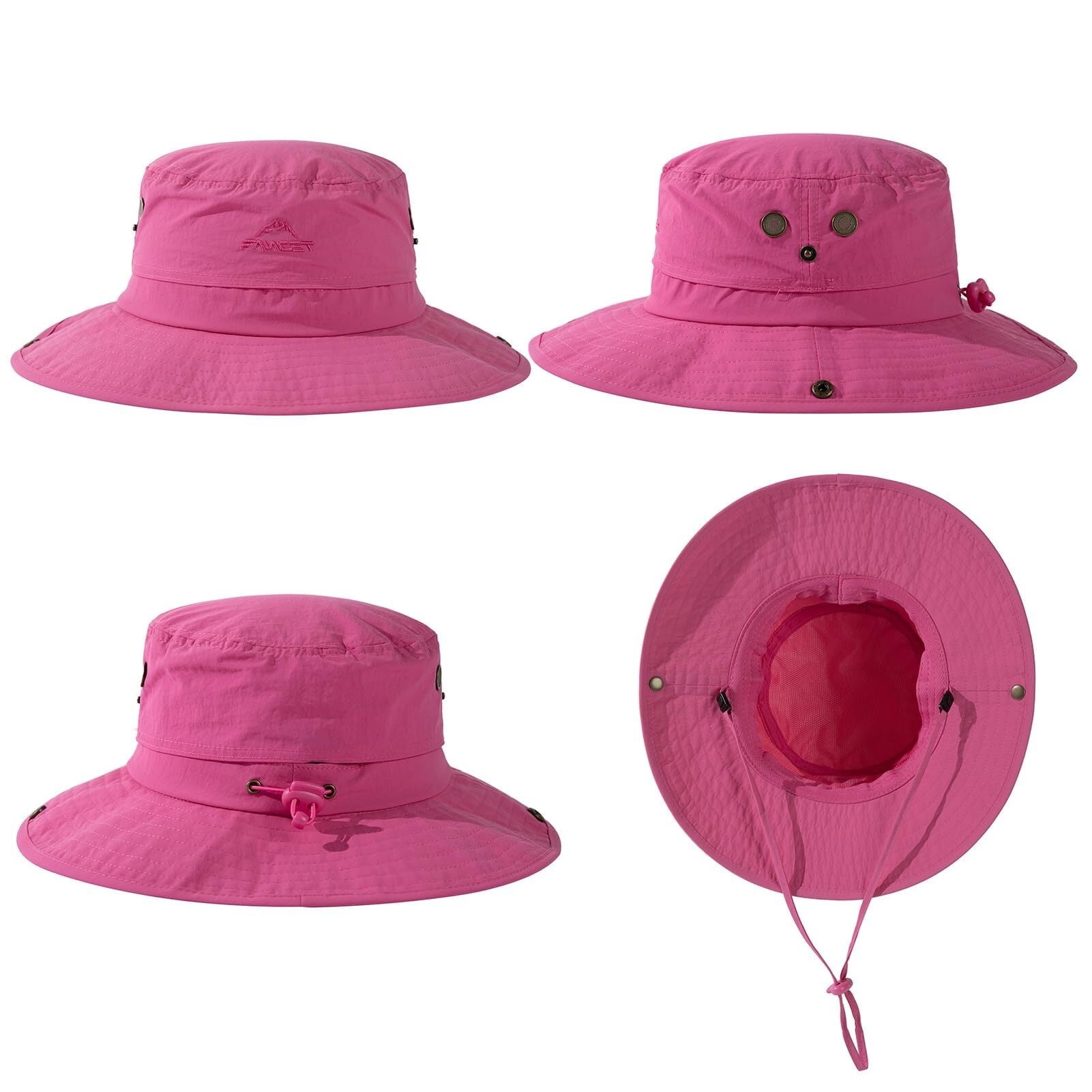 FL Womens Waterproof Ponytail Bucket Sun Hat for Men - Wide Brim Boonie ...