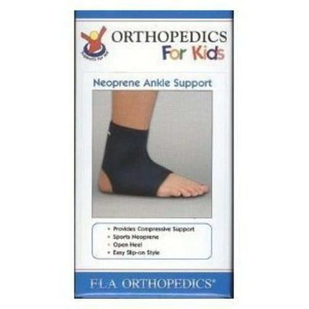 FLA Orthopedics Safe-T-Sport Neoprene Ankle Support, Navy, Pediatric ...