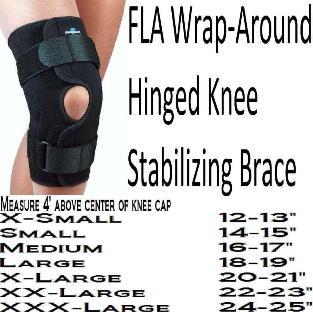 FLA Wrap-Around Hinged Knee Stabilizing Brace (Black) 2X-Large HSA/FSA ...