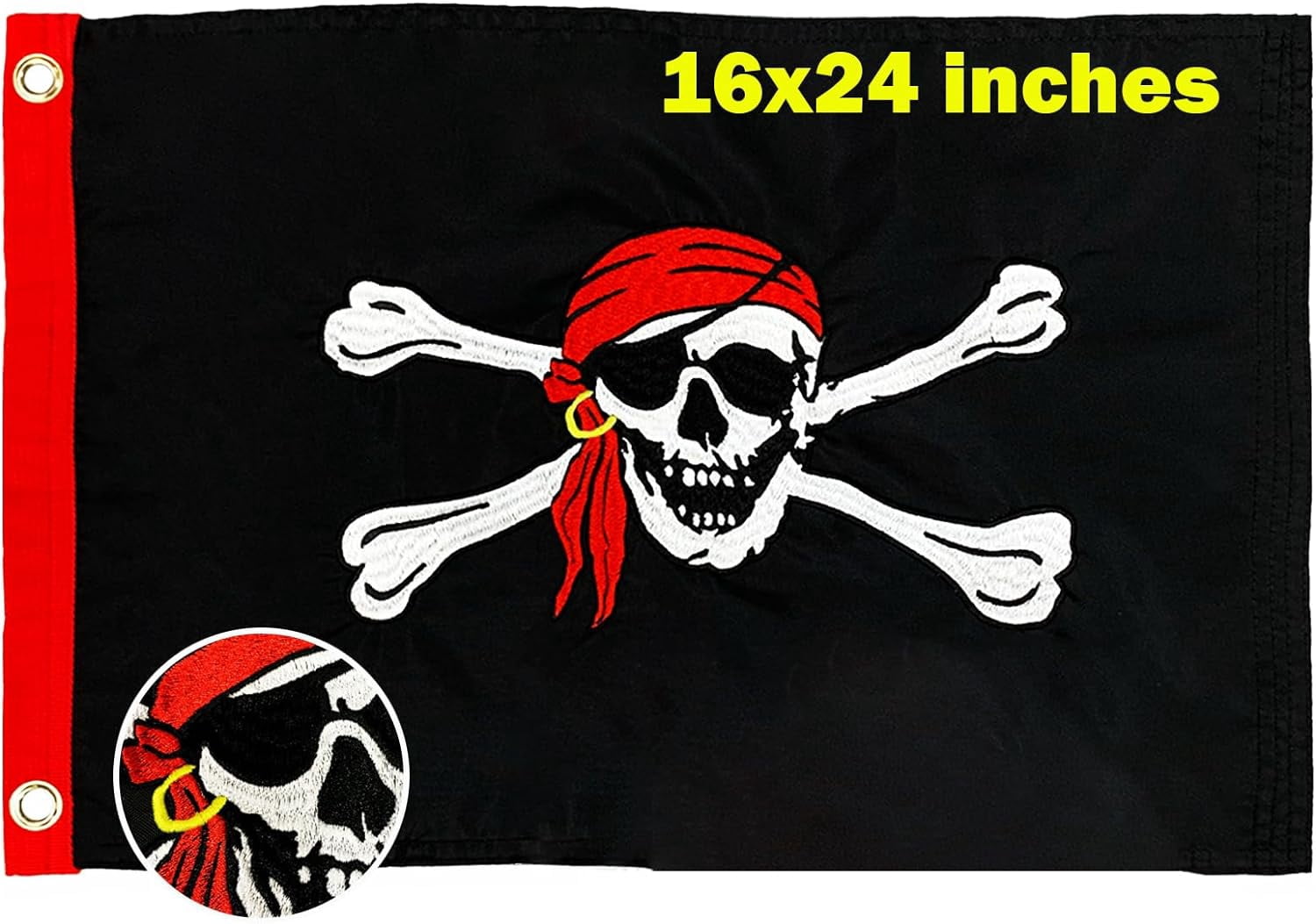 FLAGWIN Pirate Flag Jolly Roger Red Scarf Pirate Flags 16x24 inch for ...