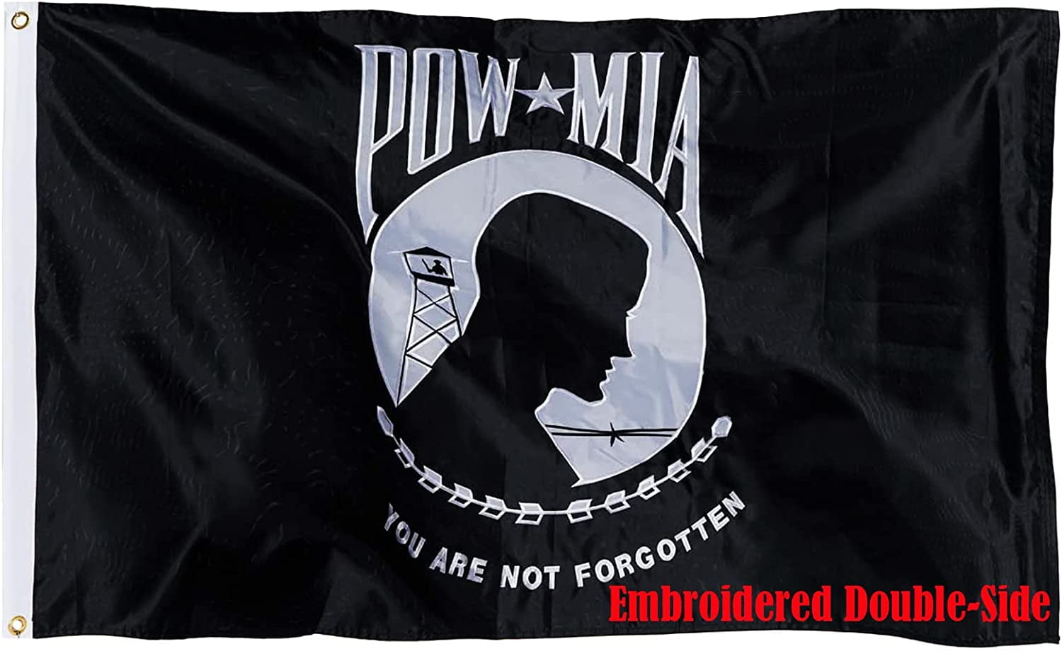 FLAGWIN Pow Mia Flag 2x3 Outdoor Double Sided Embroidered Military Pow ...