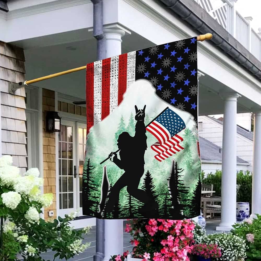 FLAGWIX American Flag-Bigfoot Sasquatch Rock On American Flag, House ...