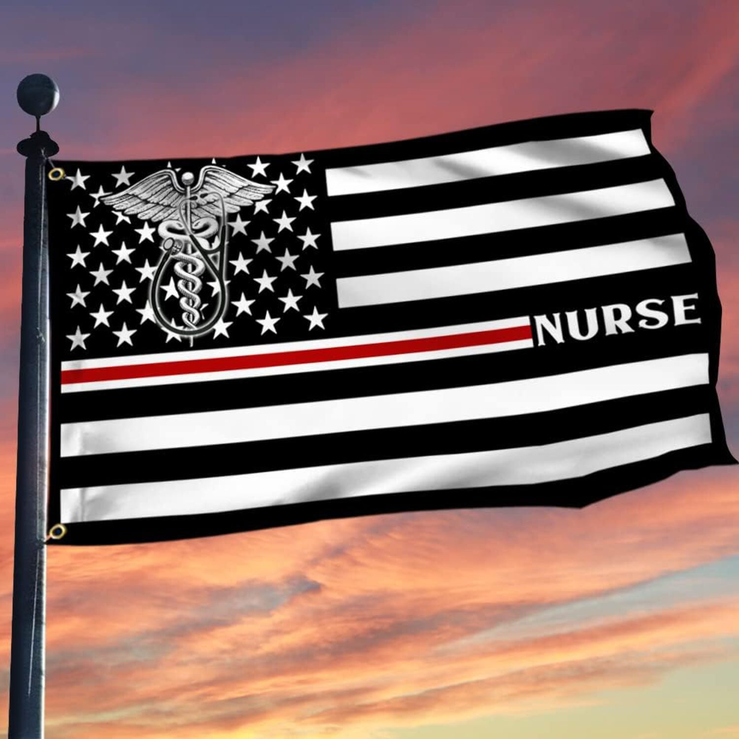 FLAGWIX American Flag-Nurse Flag Thin Red Line Nurse Grommet Flag ...
