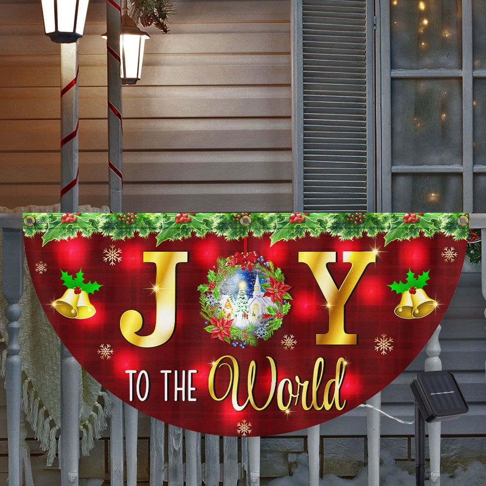 FLAGWIX Christmas Flag Joy To The World Christmas Solar Led Fan Flag ...