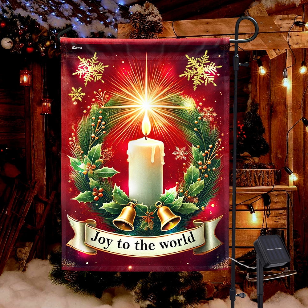 FLAGWIX Christmas Joy To The World Candle Wreath Solar LED Garden Flag ...