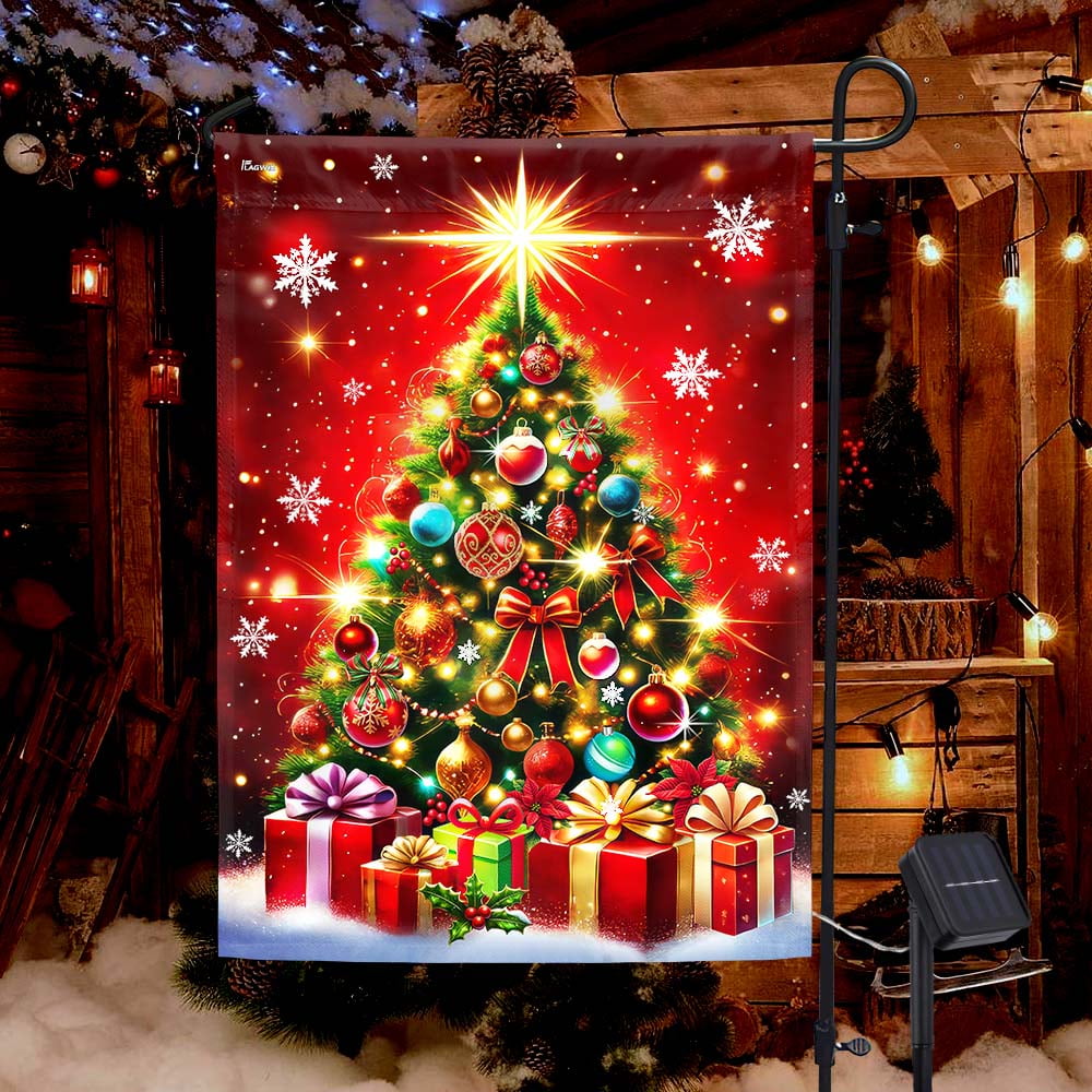 FLAGWIX Christmas Tree Festive Holiday Solar LED Garden Flag TQN4137SF ...