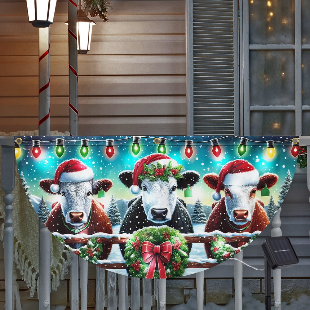 FLAGWIX Cow Cattle Farm Christmas Solar Led Fan Flag MLN4418SL - USA ...