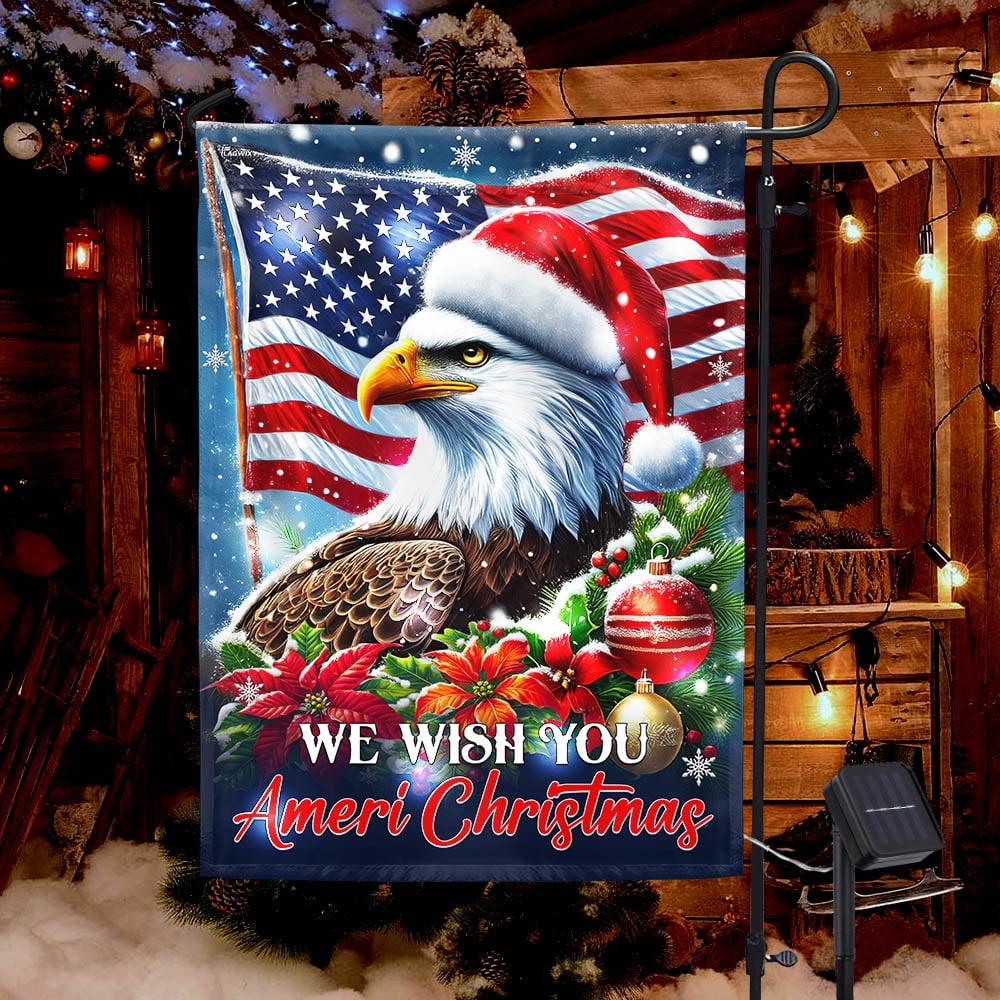 FLAGWIX Eagle Christmas We Wish You Ameri Christmas Solar LED Garden ...