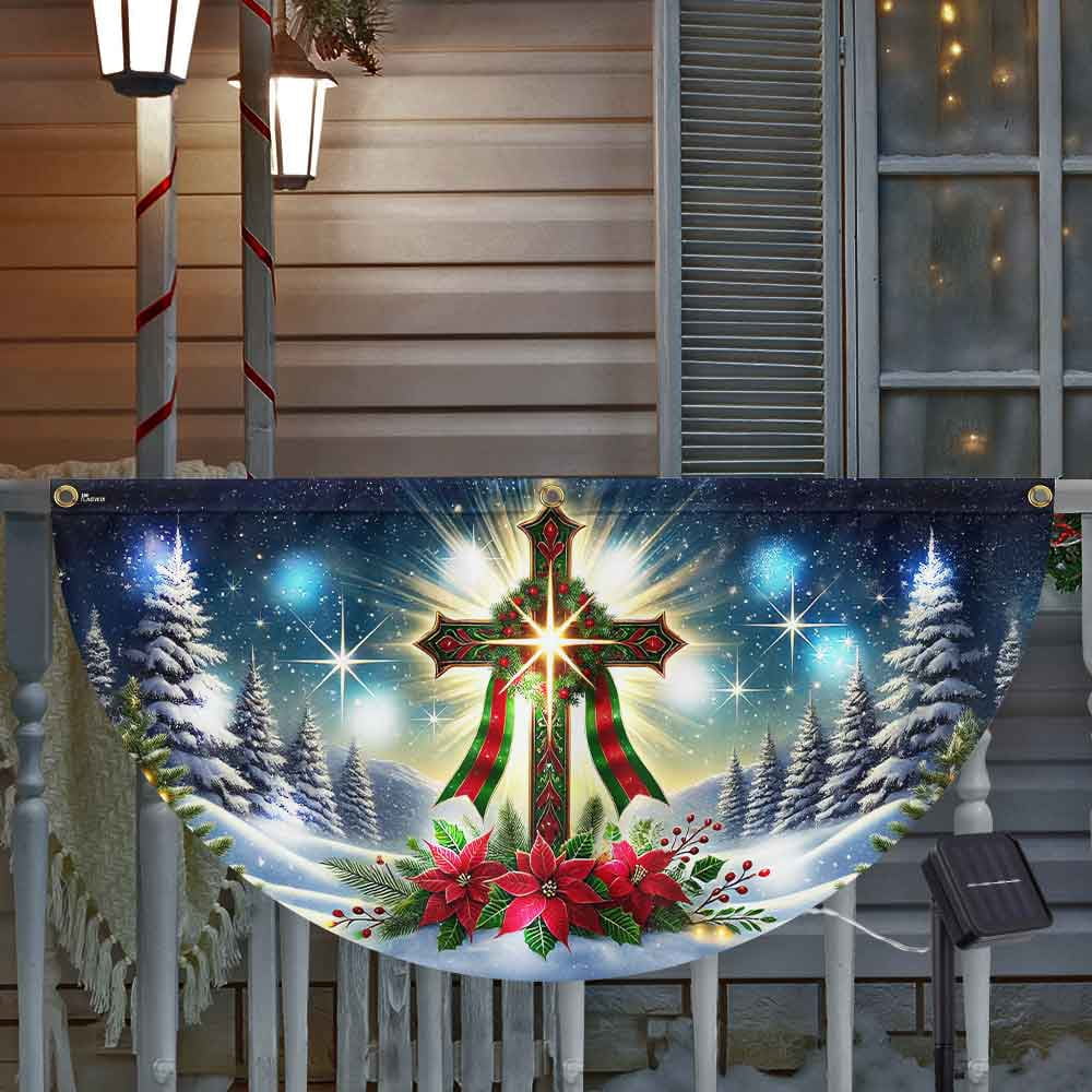 FLAGWIX Jesus Christ Cross Christmas Solar Led Fan Flag MLN4419SL - USA ...