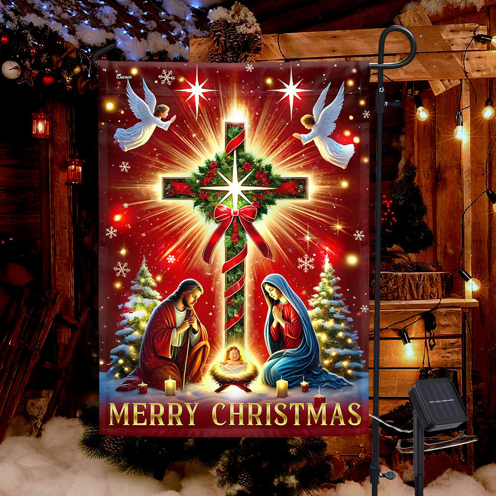 FLAGWIX Merry Christmas Nativity Of Jesus Solar LED Garden Flag ...