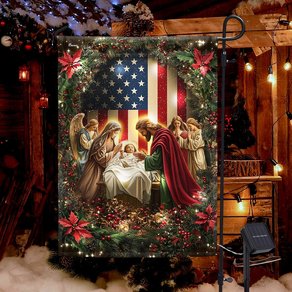 FLAGWIX Nativity Of Jesus Christmas Solar Led Garden Flag (11.5" x 17.5 ...