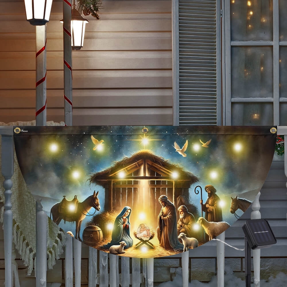 FLAGWIX Nativity Of Jesus Holy Night Christmas Solar Led Fan Flag ...
