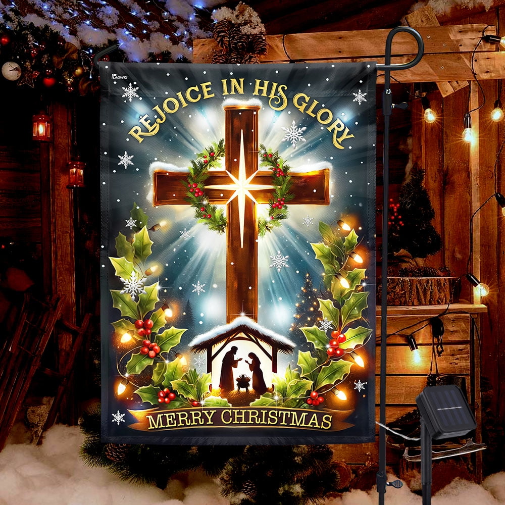 FLAGWIX Nativity Scene Rejoice In His Glory Merry Christmas Festive ...