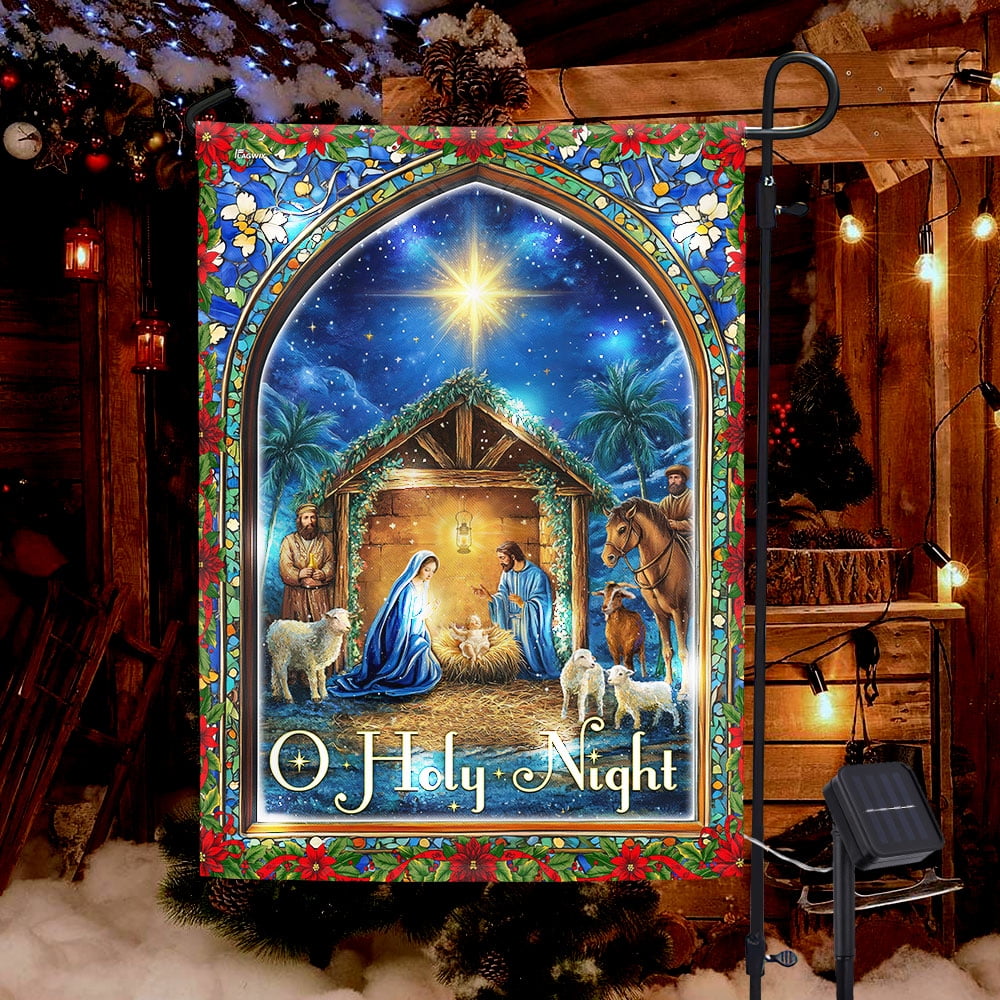 FLAGWIX O Holy Night Nativity Scene Jesus Is Born Christmas Solar LED ...