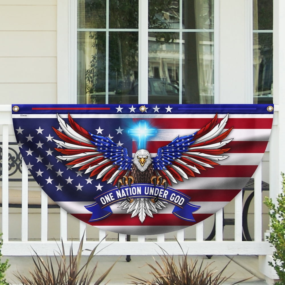 FLAGWIX One Nation Under God Patriotic Eagle Non-Pleated Fan Flag 1.5x3 ...