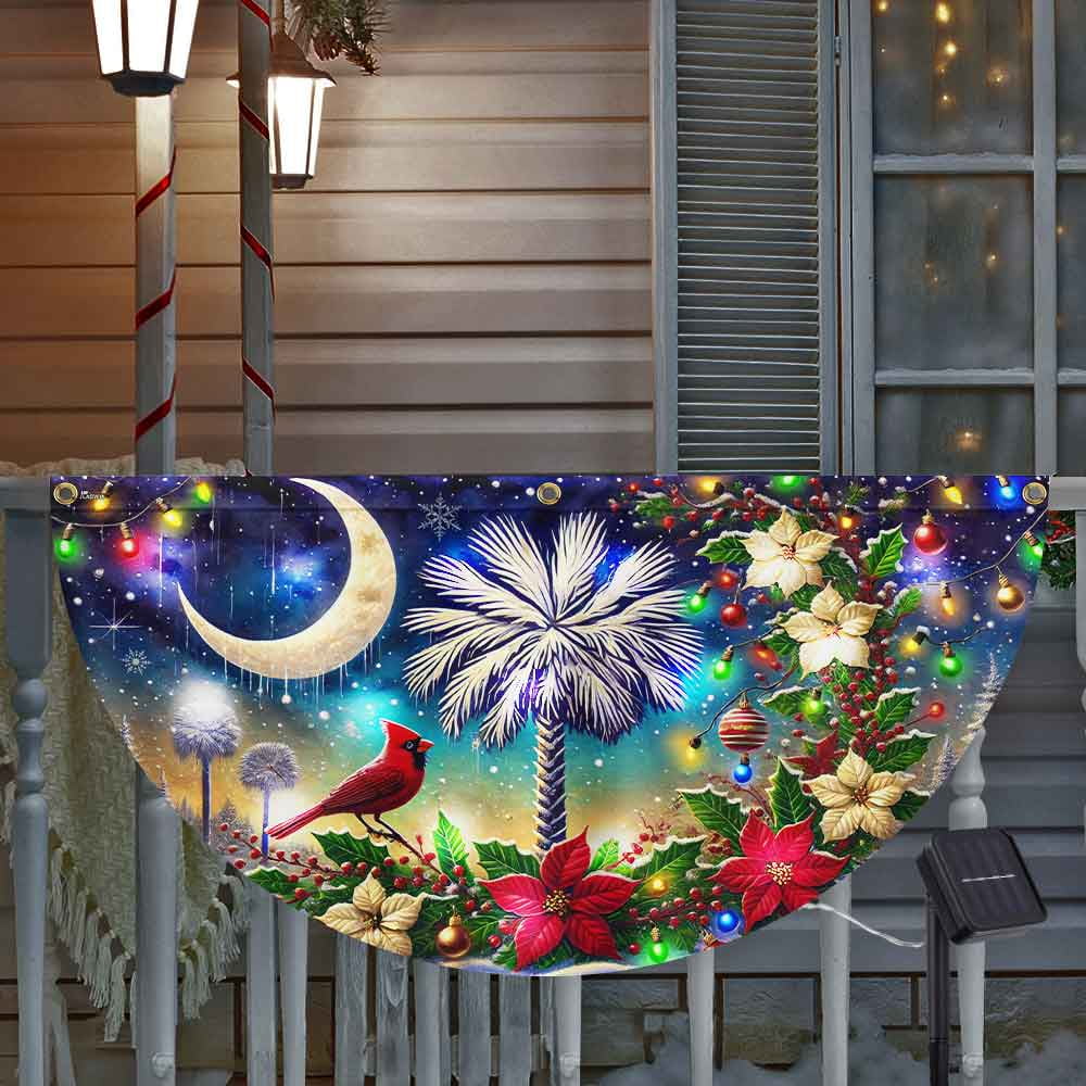 FLAGWIX South Carolina Christmas Palm Tree Cardinal Solar Led Fan Flag ...