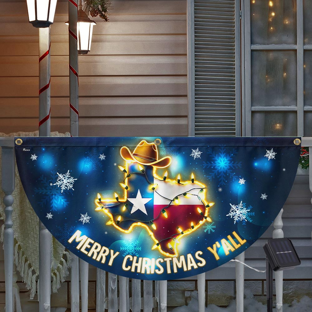 FLAGWIX Texas Merry Christmas Y'all Solar LED Fan Flag TQN4083SL - USA ...