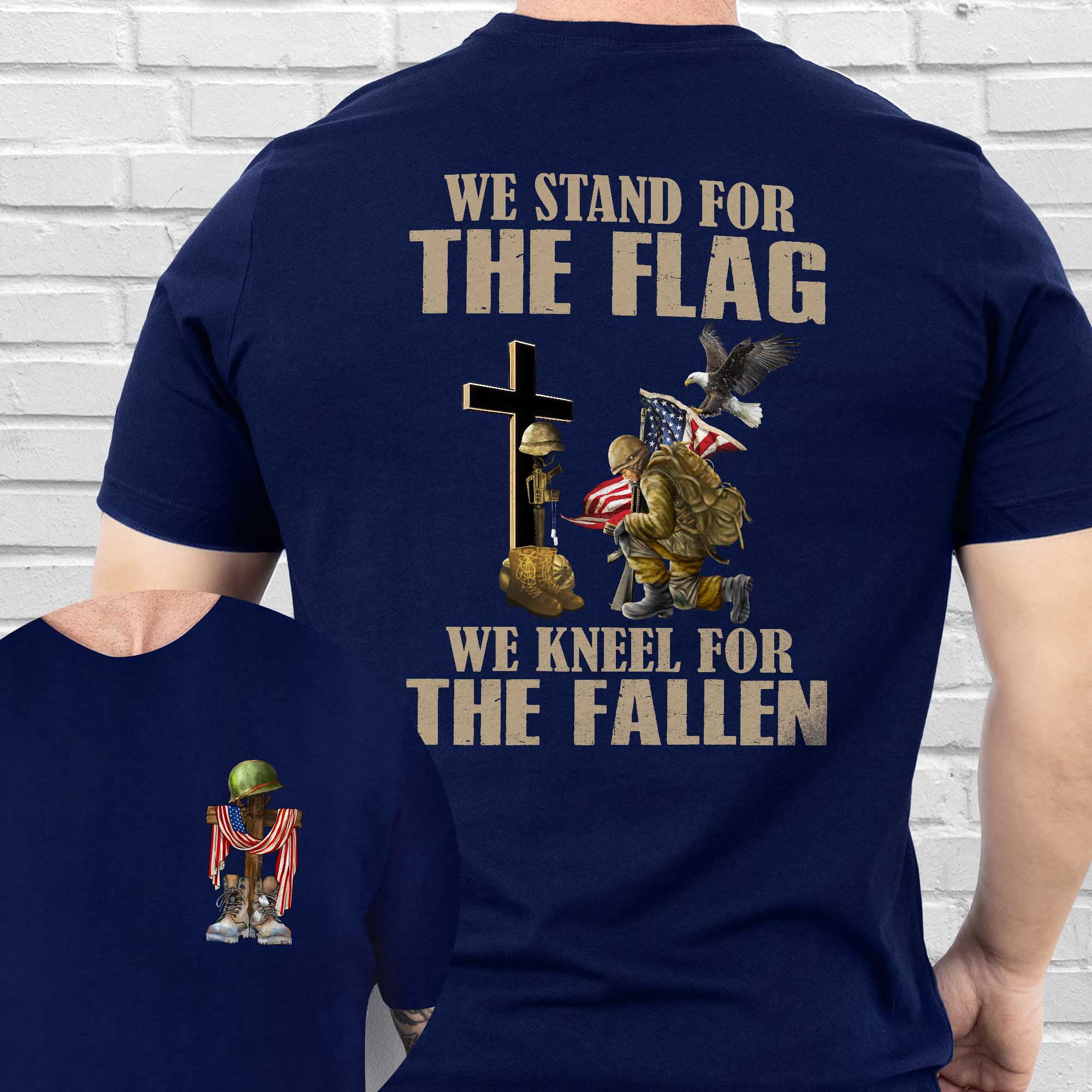 FLAGWIX Veteran Kneeling Christ Cross We Stand For The Flag We Kneel ...