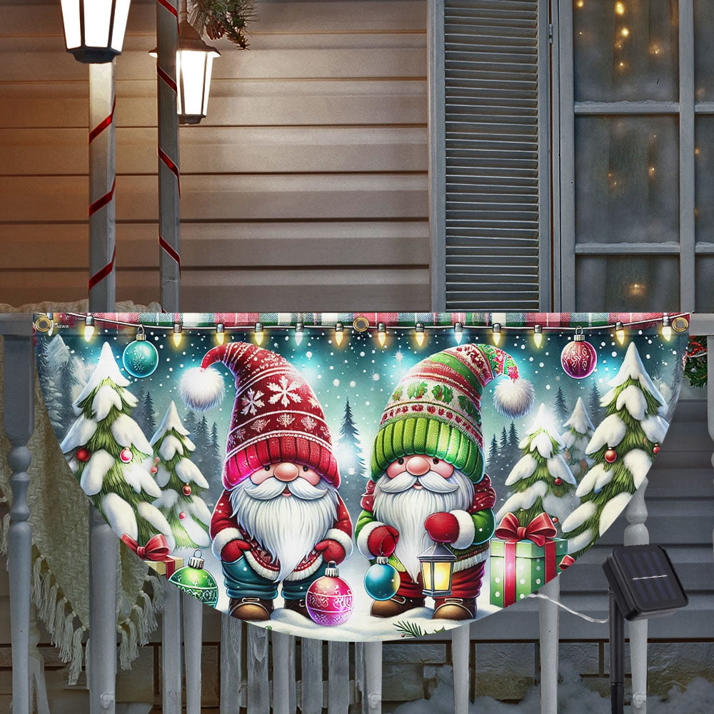 FLAGWIX Winter Gnomes Christmas Solar LED Fan Flag VTM659SL - USA Flags ...
